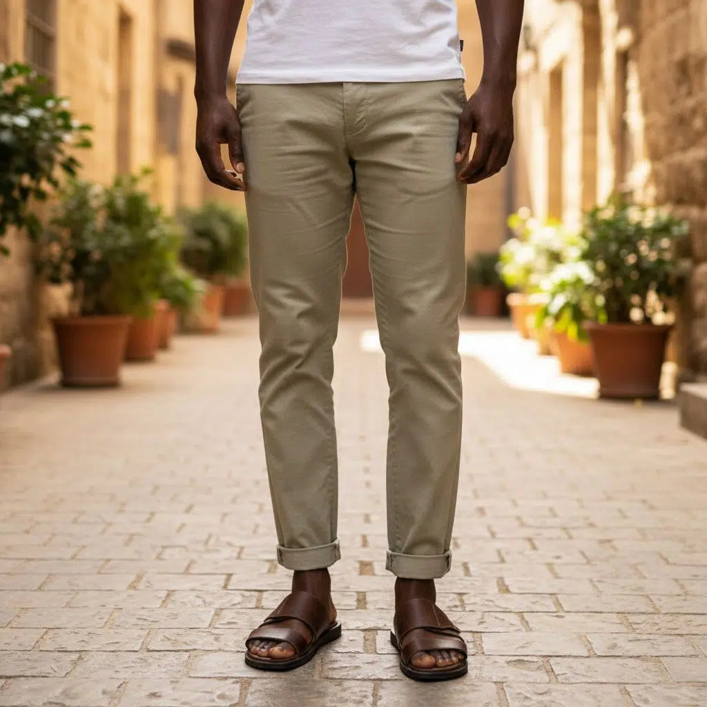 Sandal Ngaye Homme marron cuir – Sandale confortable et élégante 43 ...